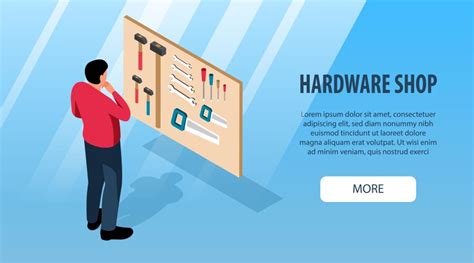 Hardware Shop Isometric Banner Royalty Free Vector Image