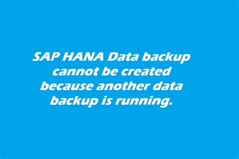 Sap Hana Backup Cannot Create Because Another Data Backup Is Running Amar It Tech