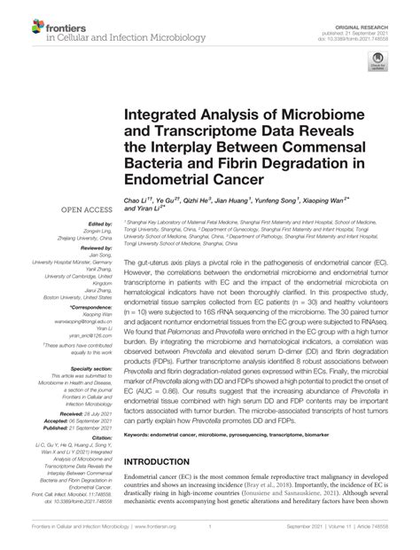 Pdf Integrated Analysis Of Microbiome And Transcriptome Data Reveals The Interplay Between