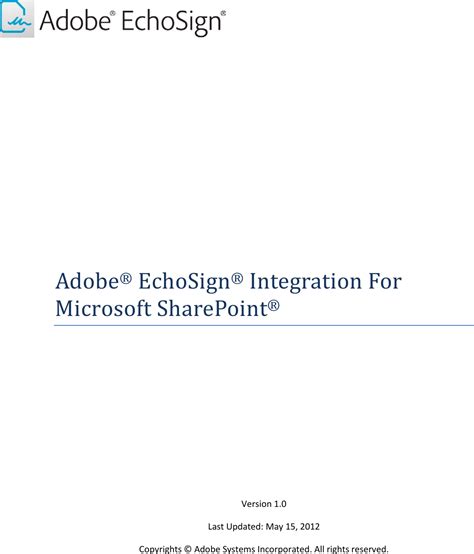 Adobe Echo Sign For Share Point Integration Manual Ig V1 En