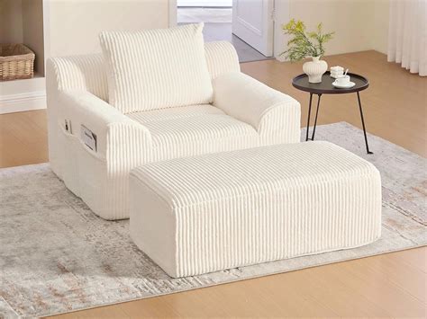 Pouf Fauteuil Géant Avec Repose Pieds Canapé 1 Place En Velours