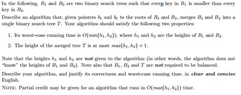 Solved In The Following B1 And Are Two Binary Search Trees