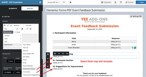 Elementor Forms Mapping Field With Pdf Template Pdf Wordpress Plugin