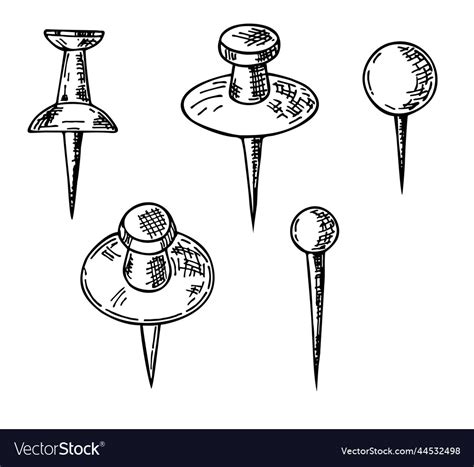 Hand Drawn Push Pins Doodle Navigation Royalty Free Vector