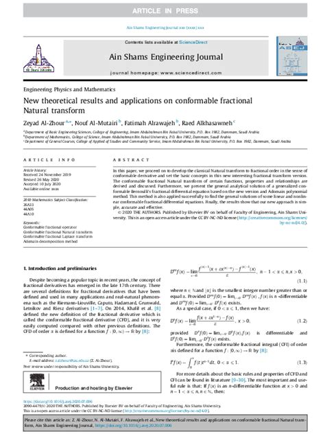Pdf New Theoretical Results And Applications On Conformable Fractional Natural Transform