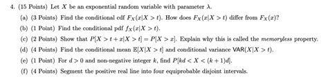 Solved 4 15 Points Let X Be An Exponential Random