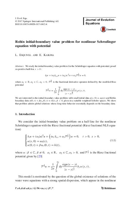 Pdf Robin Initial Boundary Value Problem For Nonlinear Schrodinger Equation With Potential