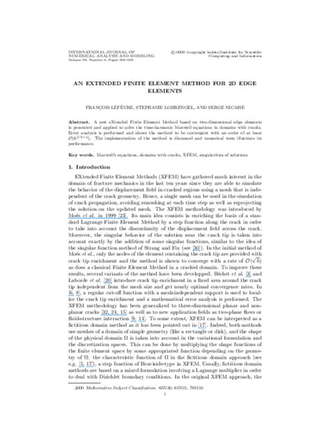 Pdf An Extended Finite Element Method For 2d Edge Elements Serge Nicaise