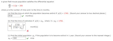 Solved A Given Field Mouse Population Satisfies The