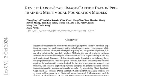 Revisit Large Scale Image Caption Data In Pre Training Multimodal Foundation Models Ai For