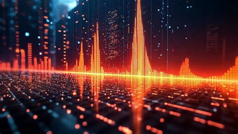 Digital Waveform Visualizes Data Patterns In Vibrant Orange On A Dark Background Stock Footage