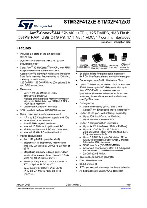 STM F CG STM F CE B MCU FPU STMicroelectronics