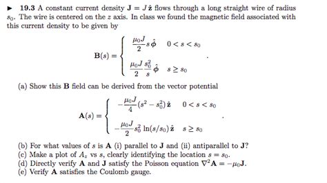 solved 19 3 a constant current density j j z flows through
