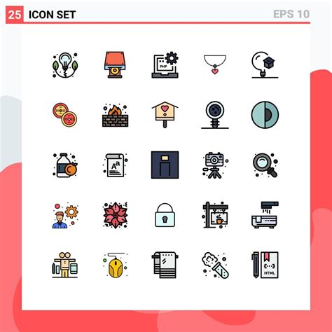 Set Of 25 Vector Filled Line Flat Colors On Grid For Learning Education Coding T Necklace