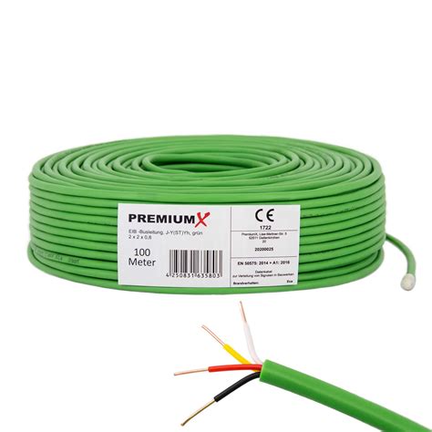PremiumX 100m EIB BUS-Kabel J-Y(ST)Yh 2x2x0,8 Busleitung KNX Datenkabel ...