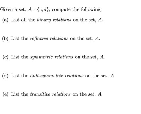 Solved Please Do Fast Given A Set A C D Compute The Following A Course Hero