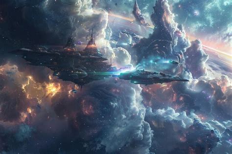 Premium Photo A Picture Of A Spaceship Flying Through The Clouds