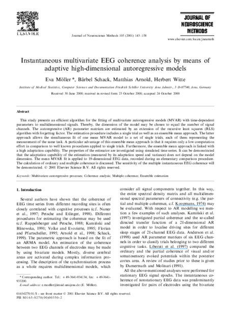 Pdf Instantaneous Multivariate Eeg Coherence Analysis By Means Of Adaptive High Dimensional