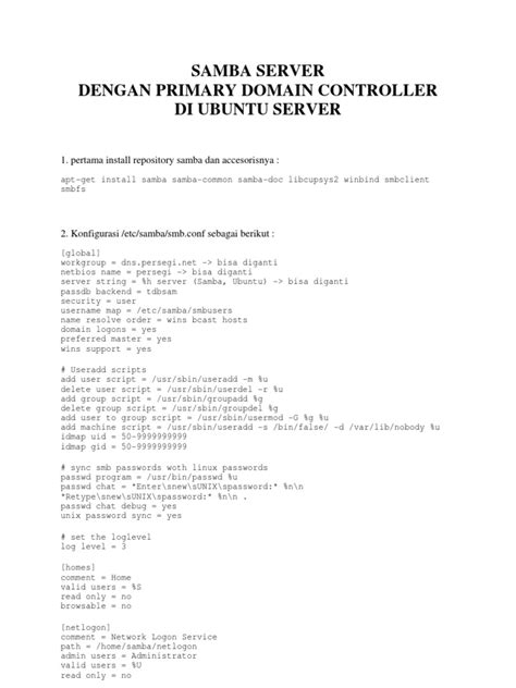 Samba Server Dengan Primary Domain Controller Di Ubuntu Server Pdf