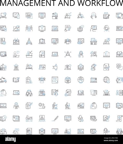Management And Workflow Outline Icons Collection Workflow Management Planning Organization