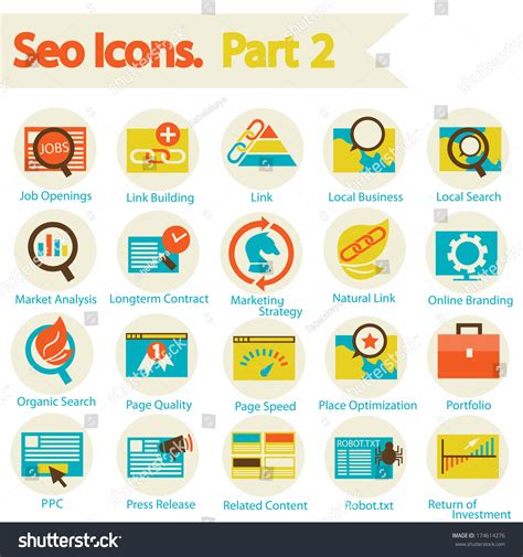 Seo Icons Set Part 2 Stock Vector 174614276 Shutterstock