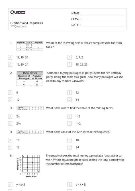 50 Functions Worksheets For 6th Grade On Quizizz Free And Printable