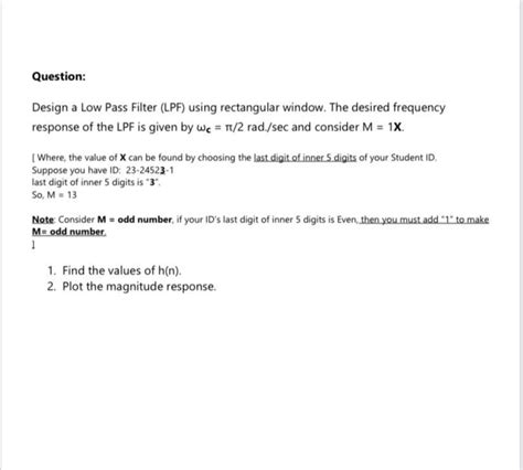 solved design a low pass filter lpf using rectangular