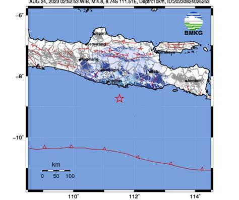 Lingkaran Gempa 48 Guncang Trenggalek Bmkg Himbau Waspada Gempa Susulan