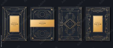 Luxury Geometric Pattern Cover Template Set Of Art Deco Poster Design