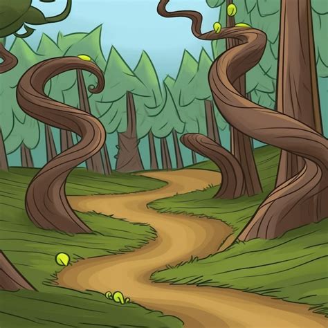 Premium Ai Image Cartoon Illustration Of A Path In A Forest With A