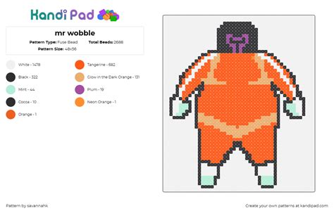 Mr Wobble Fuse Bead Pattern Kandi Pad Kandi Patterns Fuse Bead