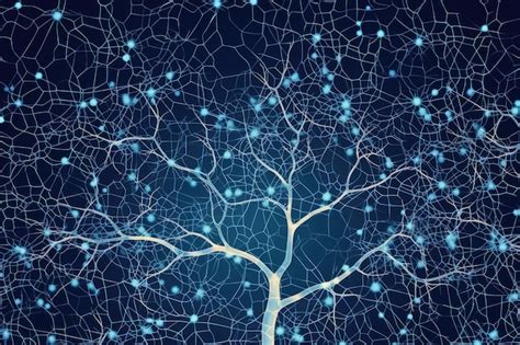 Generated Illustration Of Microscopic View Of Nerve Cells In The Brain Close Up View Premium