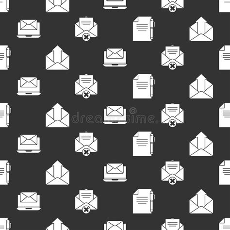 Set Document And Pen Outgoing Mail Laptop With Envelope And Delete Envelope On Seamless