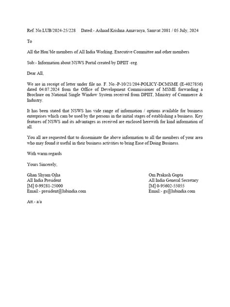Ref 228 Information About Nsws Portal Created By Dpiit Reg Pdf Business Small And