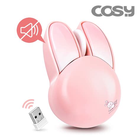 코시 귀여운 토끼마우스 무소음 무선마우스 핑크 사무용 휴대용 M4109wl 에이블리