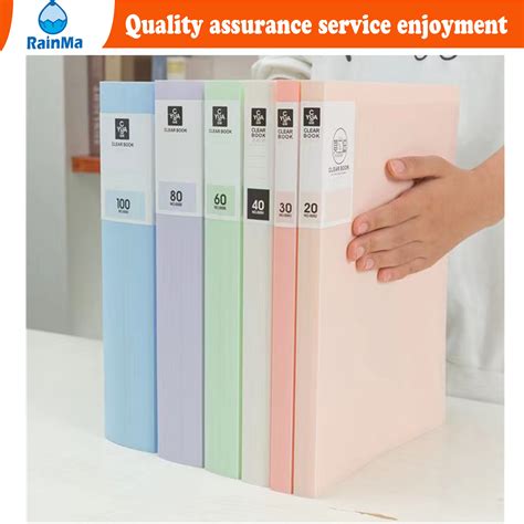 Multi Colors A4 20 30 40 60 80 100 Pockets Paper File Document Holder Clear Display Book
