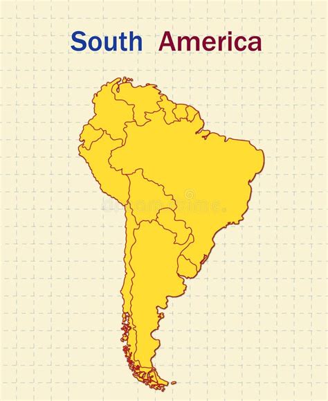 Blank Map Of South America Printable Yellow Color Map Of South America Stock Vector