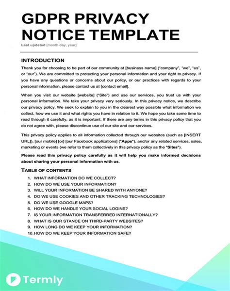 Customer Data Privacy Policy Template Parahyena