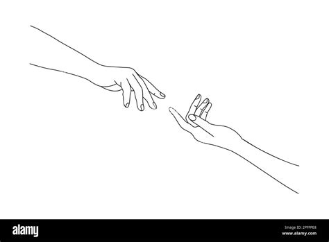 Two Hands Reaching Out Touching Each Other Vector Stock Vector Image
