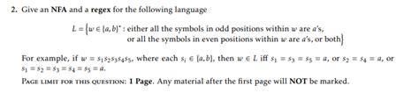 Solved 2 Give An Nfa And A Regex For The Following Language