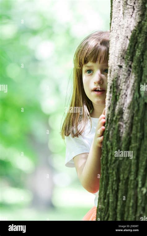 Beautiful Young Girl In Nature Selective Focus And Small Depth Of