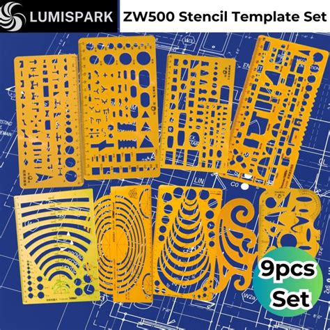 Zw500 Stencil Geometric Drawings Templates Drafting Stencils Measuring Tools Plastic Clear