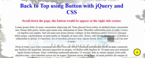 Back To Top Using Button With Jquery And Css Free Source Code Tutorials And Articles