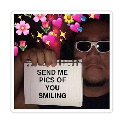 Send Me Pics Of You Smiling Meme Sticker By Ethanklein 100 Memes
