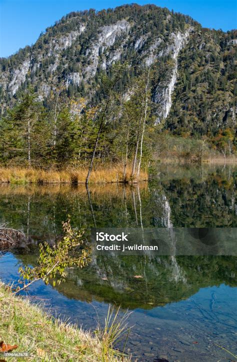 맑고 투명한 물과 반사가있는 평화로운 가을 알프스 산악 호수 알름제 호수 어퍼 오스트리아 0명에 대한 스톡 사진 및 기타 이미지 Istock
