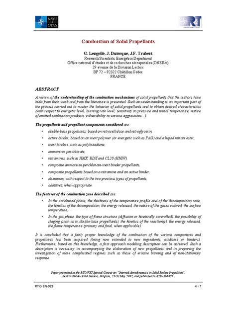 Combustion Of Solid Propellants Pdf Rocket Propellant Combustion