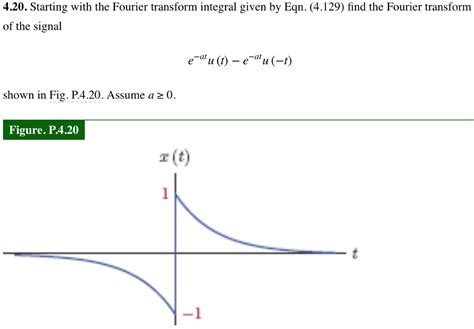 Solved 4 20 Starting With The Fourier Transform Integral