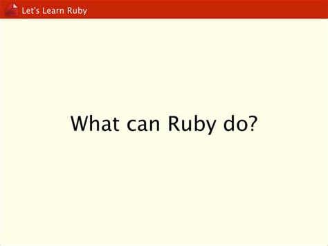 Lets Learn Ruby Basic Ppt