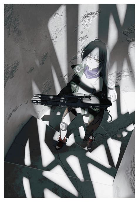 Mush G11 Girls Frontline Girls Frontline Highres 1girl Assault Rifle Brown Eyes