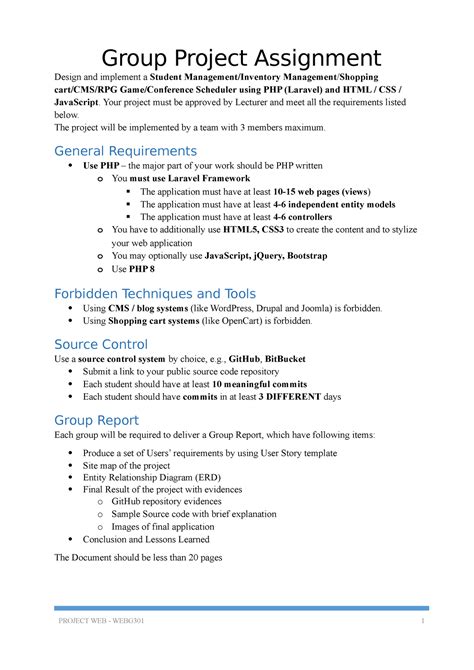 Group Project Assignment Group Project Assignment Design And